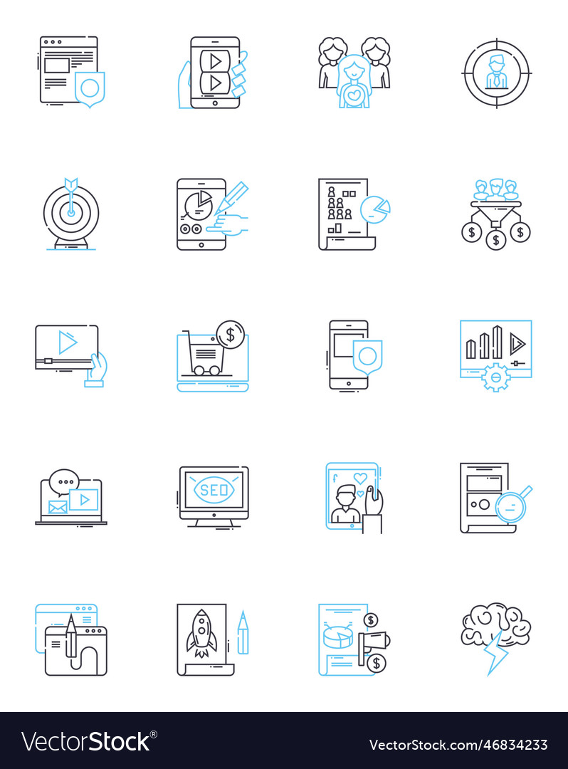 Content marketing linear icons set strategy Vector Image Content marketing linear icons set strategy Vector Image