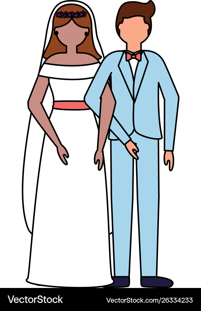 Flat design wedding people groom and bride Vector Image