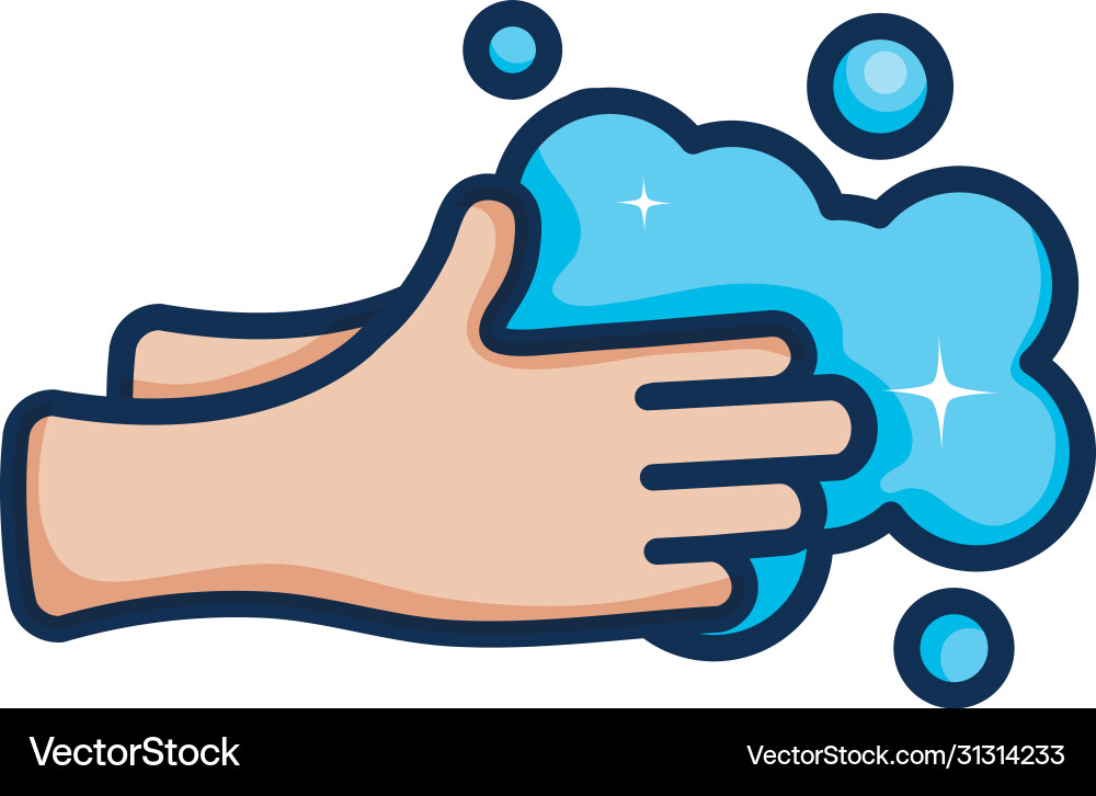 Handwashing with soapy water line color style Vector Image