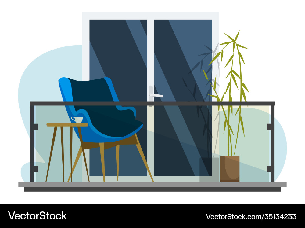 Interior design balcony in modern residential Vector Image