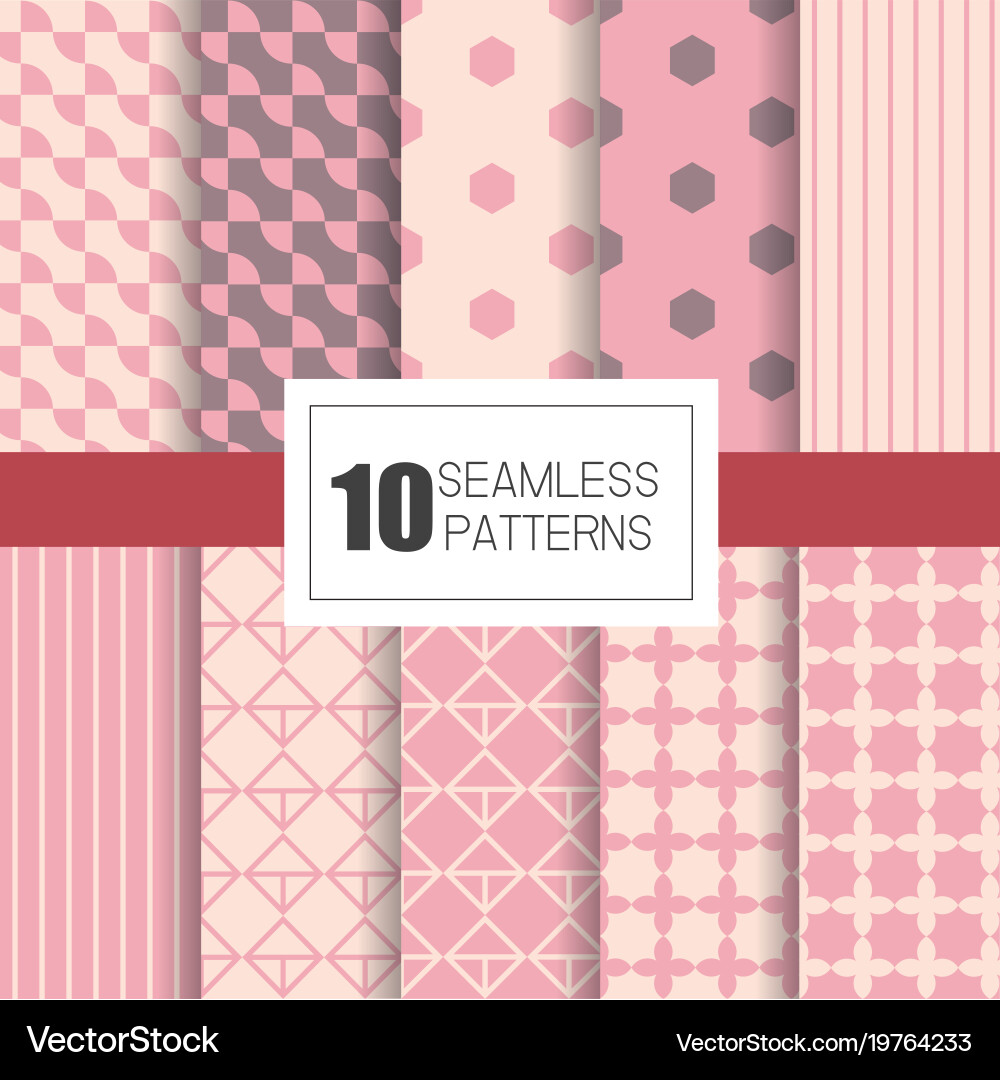 Set of 10 seamless patterns with pastel geometry Vector Image