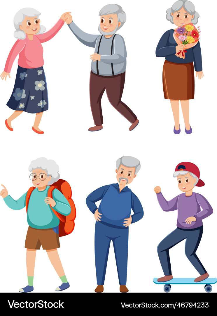 Set of old people characters Royalty Free Vector Image