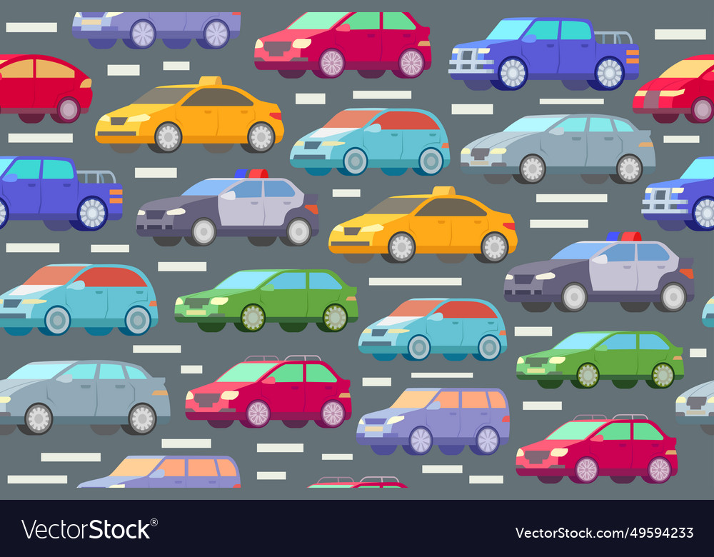 Traffic pattern with colorful cars Royalty Free Vector Image