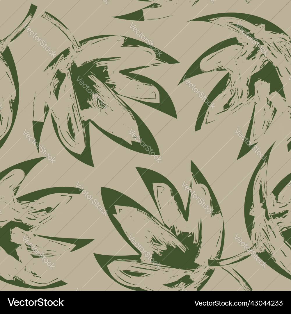 Tropical leaf brush strokes seamless pattern Vector Image