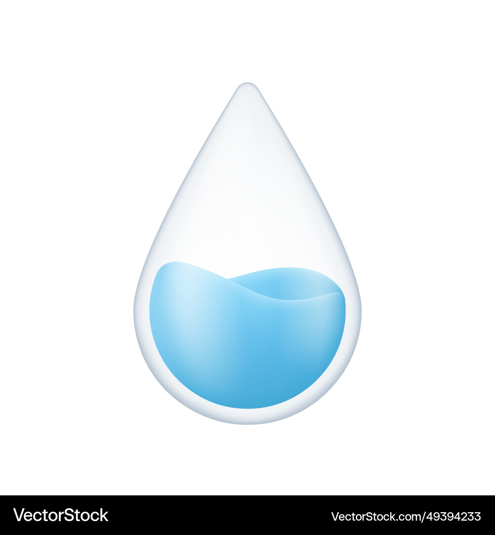 Water drop 3d icon cartoon minimal style Vector Image