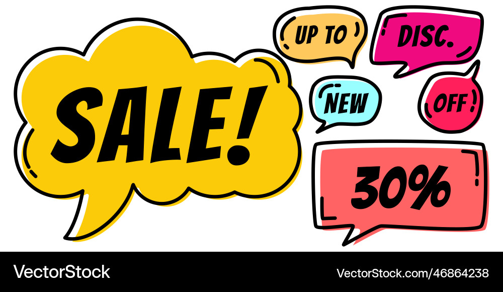 30 sale discount bubble cloud chat comic colorful Vector Image