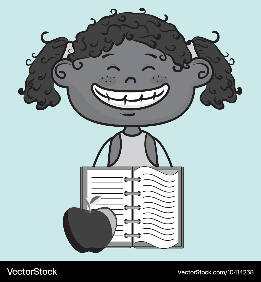 Cartoon girl notebook icon Royalty Free Vector Image
