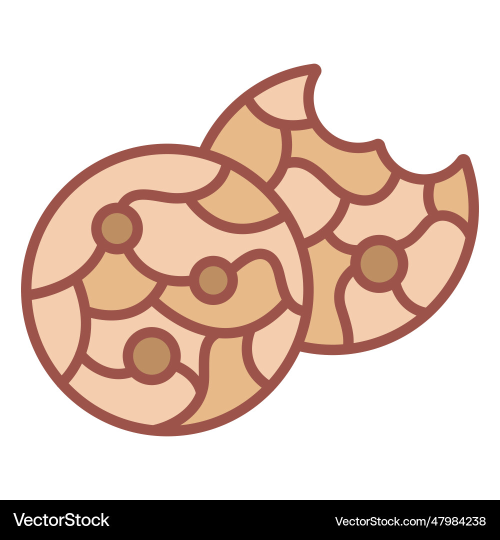 Chocolate chip cookies color stroke Royalty Free Vector