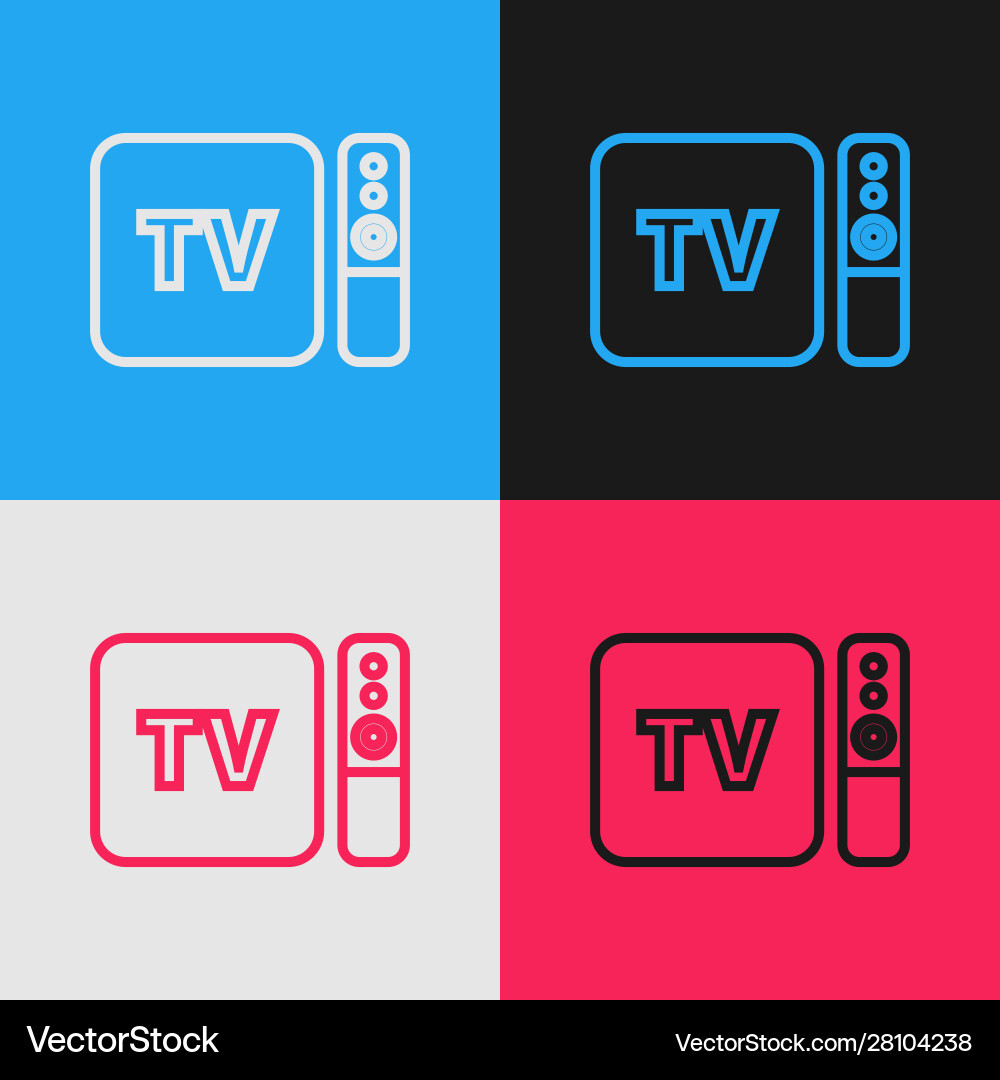 Color line multimedia and tv box receiver Vector Image