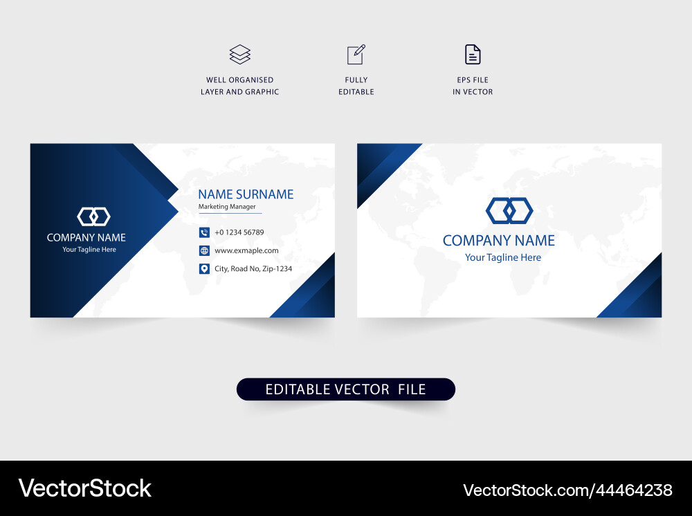 Futuristic business card design with dark blue Vector Image