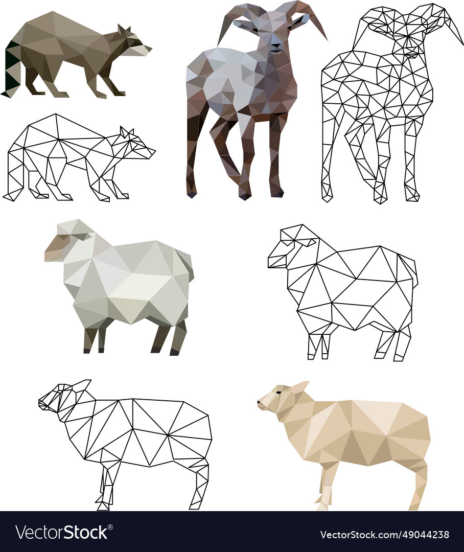 Geometric animals from triangles Royalty Free Vector Image