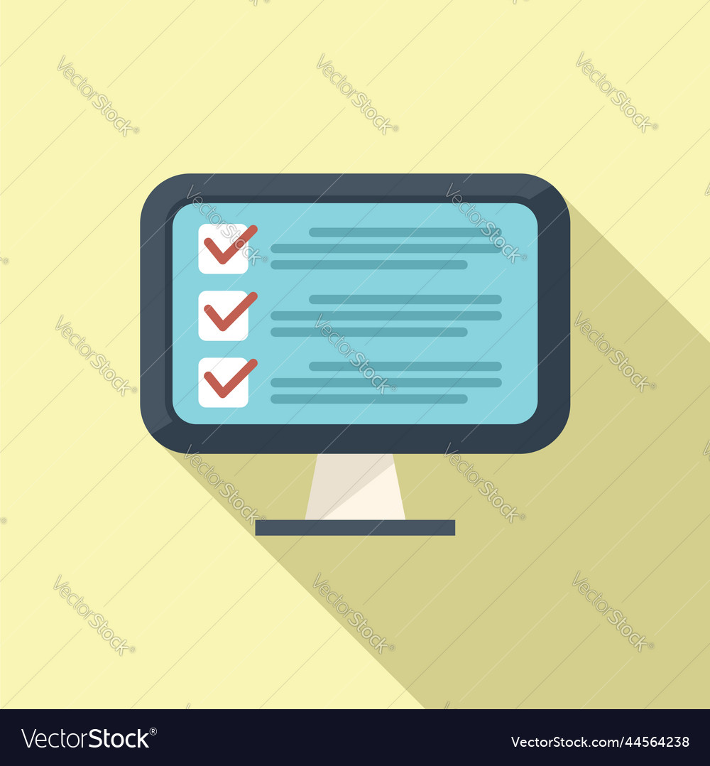 Monitor task icon flat business clock Royalty Free Vector