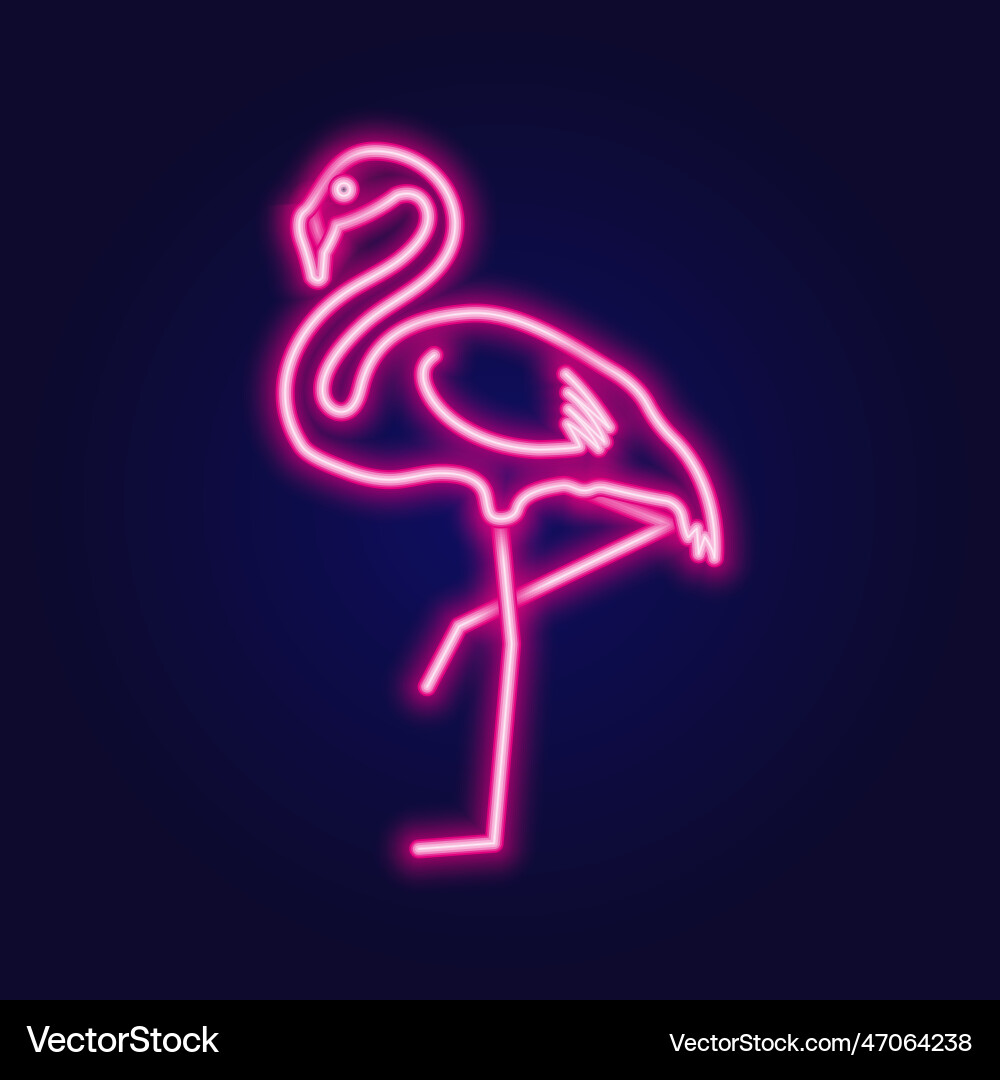Pink flamingo neon Royalty Free Vector Image - VectorStock