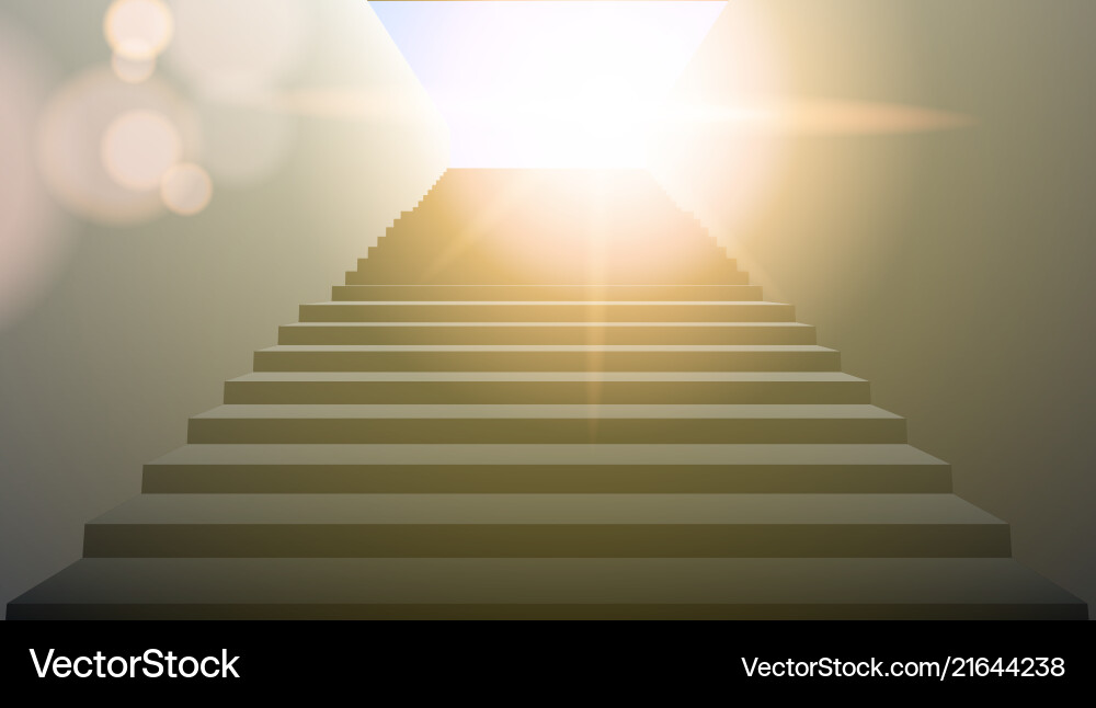 Realistic white upward clear stairs Royalty Free Vector