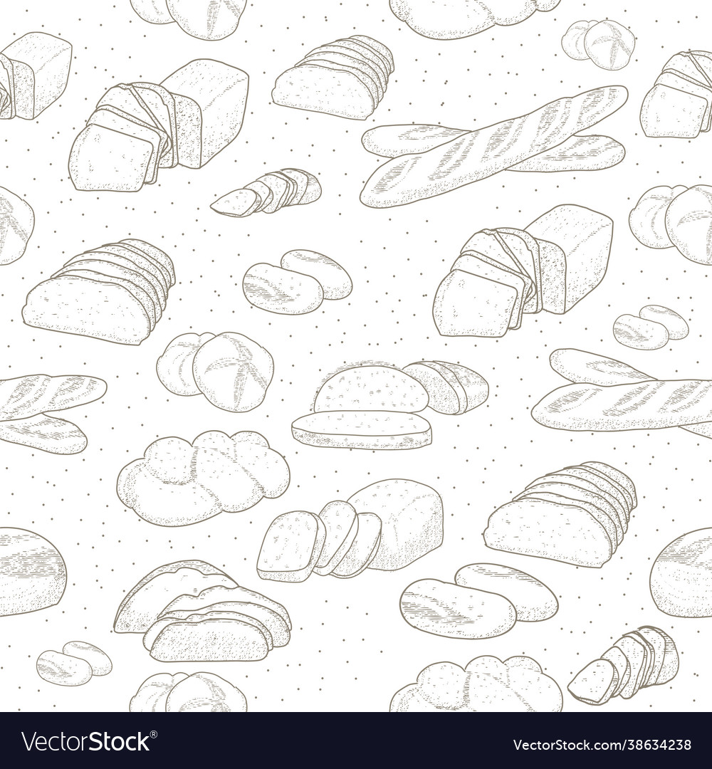Seamless bread pattern set Royalty Free Vector Image