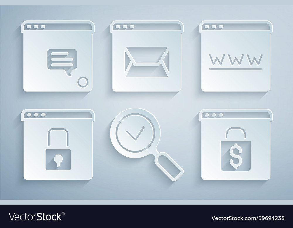 Set magnifying glass with check mark browser Vector Image