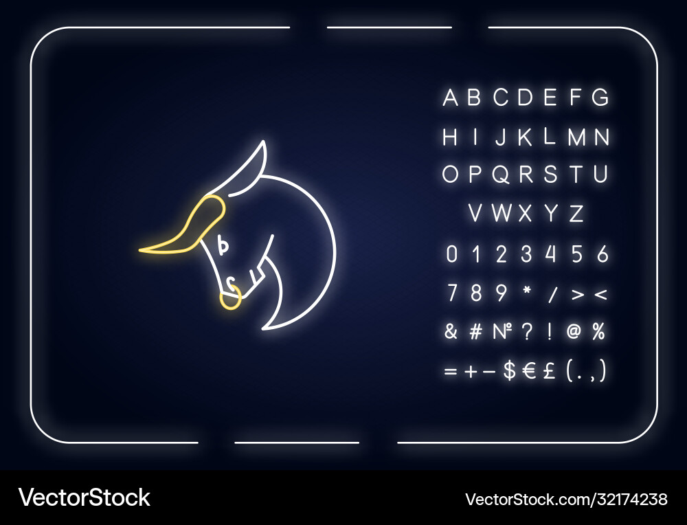 Taurus zodiac sign neon light icon Royalty Free Vector Image