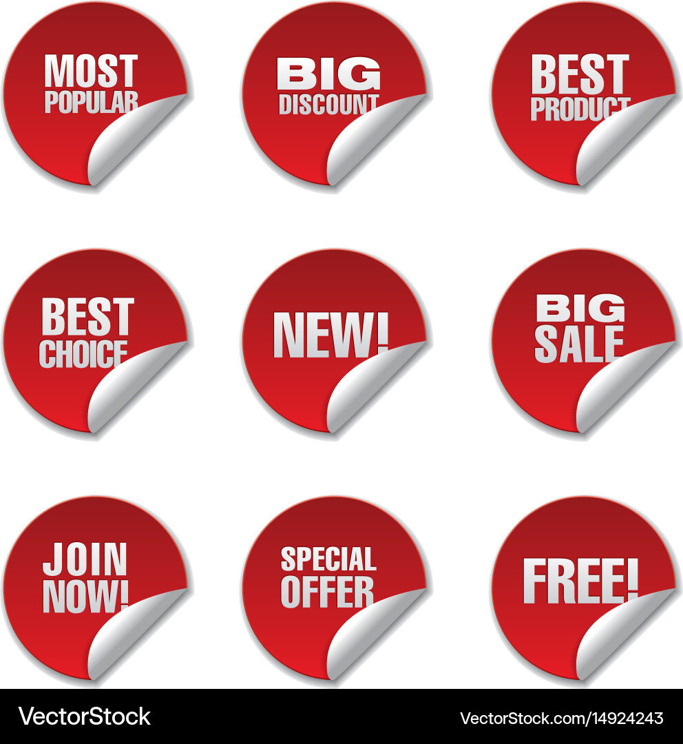 Advertising promotion discount stickers Royalty Free Vector