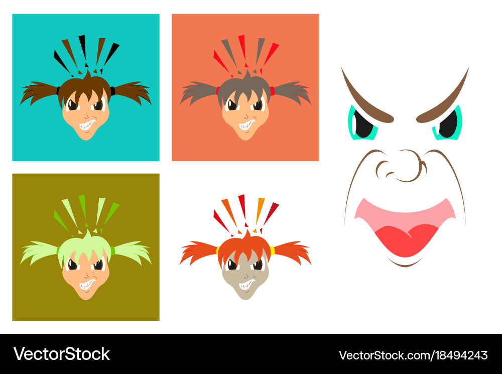 Assembly of flat icons on theme evil faces Vector Image