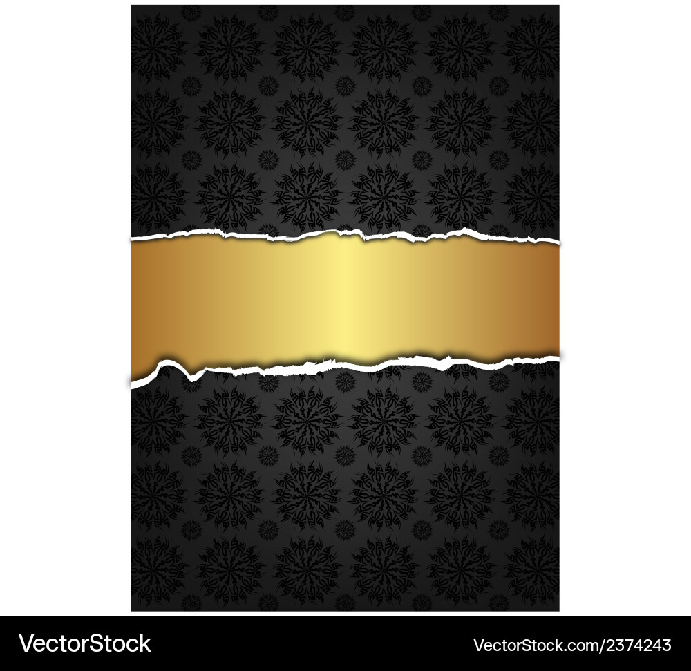 Black abstract texture and golden label Royalty Free Vector
