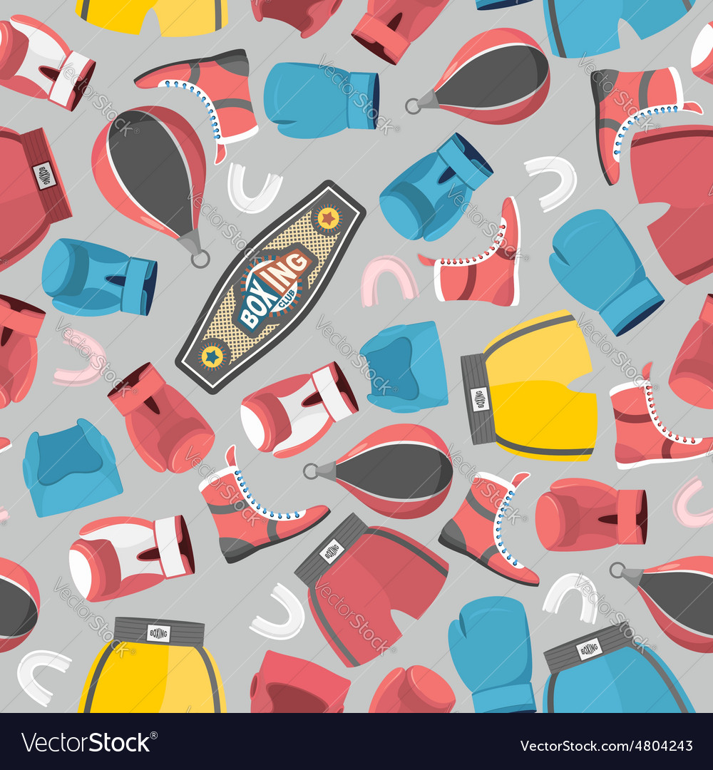 Boxing objects seamless pattern background gloves Vector Image