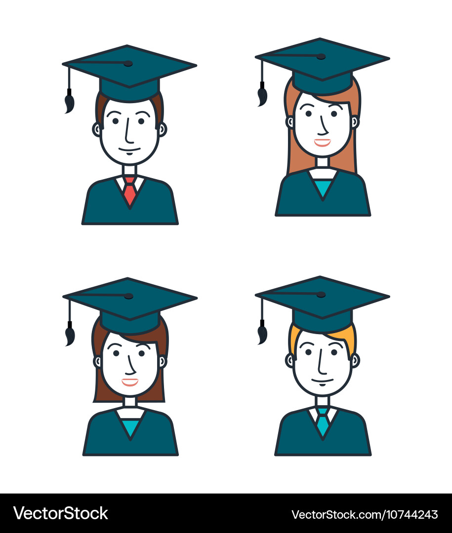 Cartoon group student graduation graphic isolated Vector Image