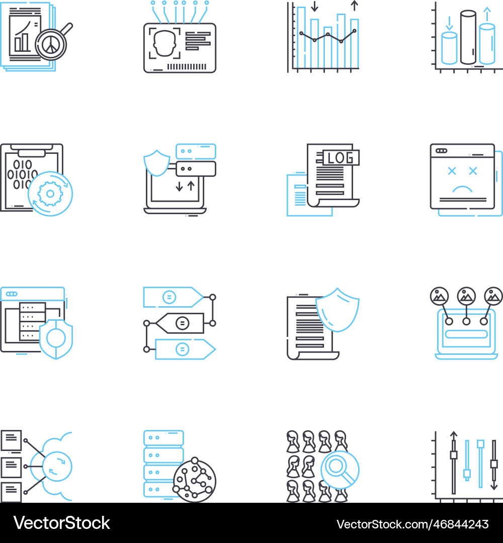 Content promotion linear icons set marketing Vector Image