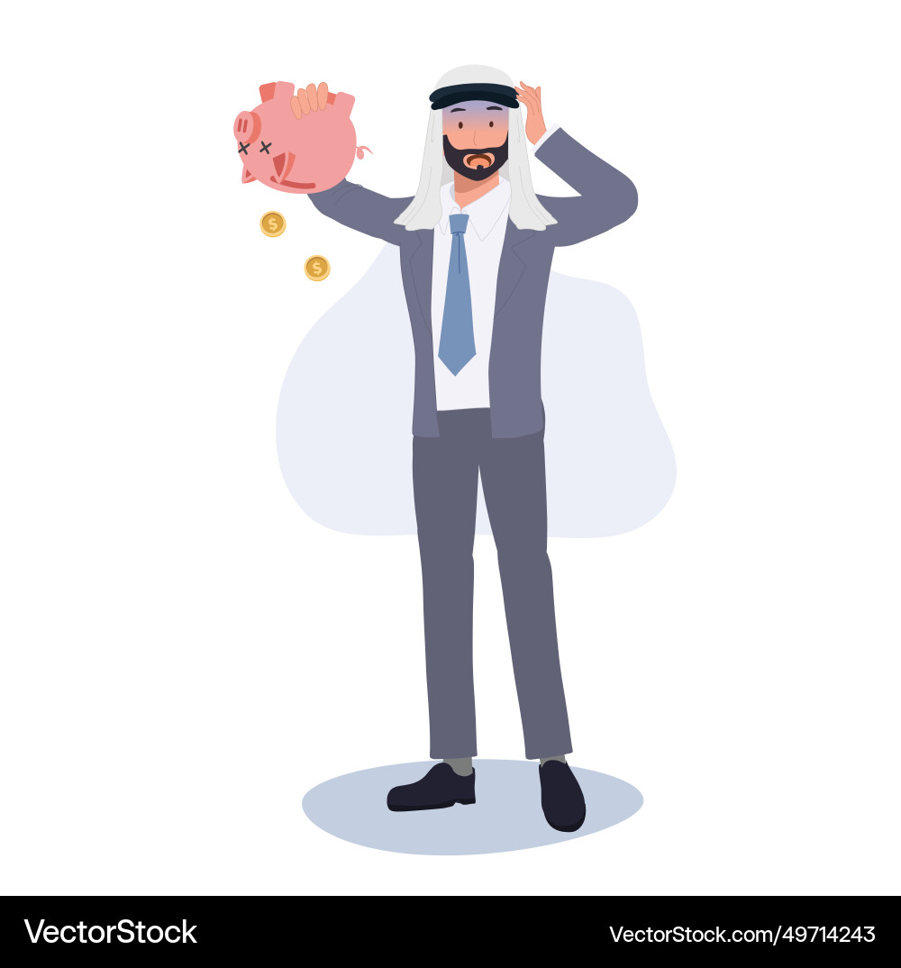 Financial failure concept arab businessman broken Vector Image