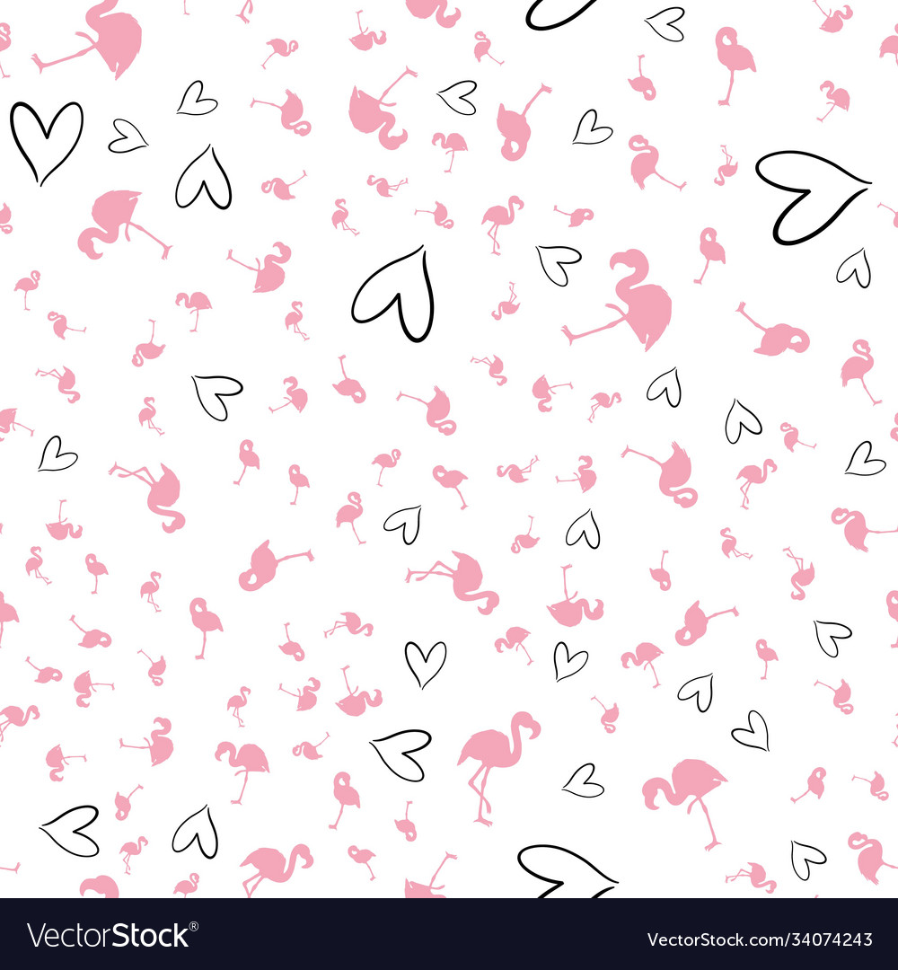Flamingo seamless pattern on polka dots Royalty Free Vector