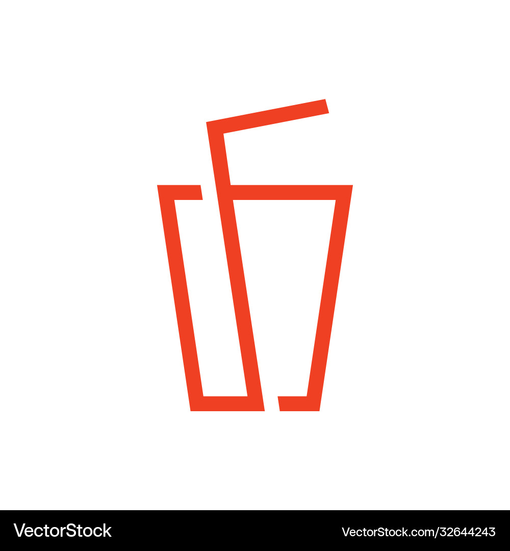 Glass straw line geometric symbol Royalty Free Vector Image