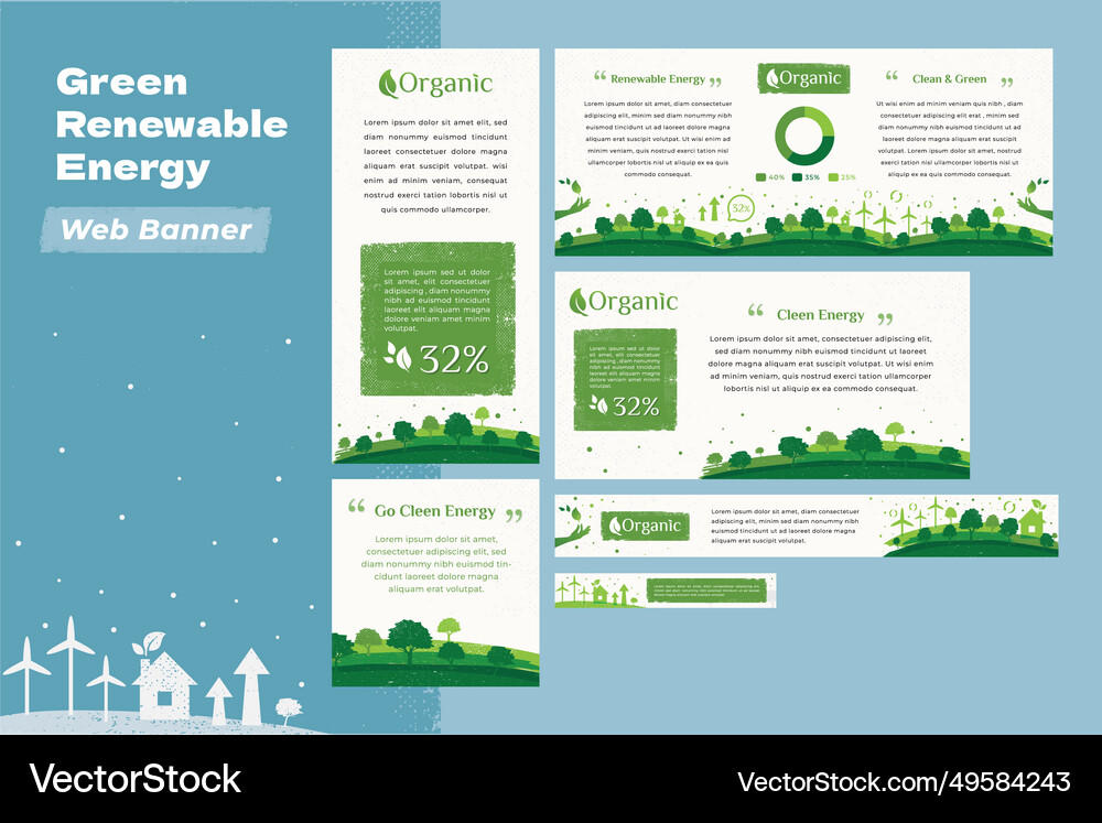 Go green renewable energy web banner Royalty Free Vector