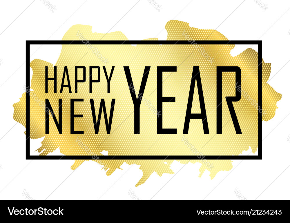 Happy new year text gold Royalty Free Vector Image