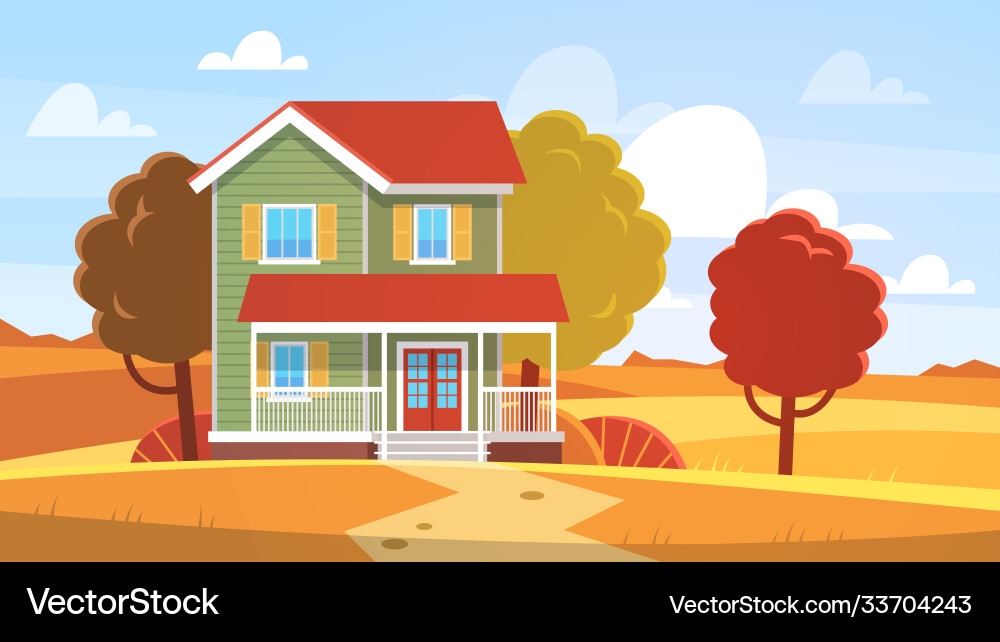 House in autumn home fall landscape Royalty Free Vector