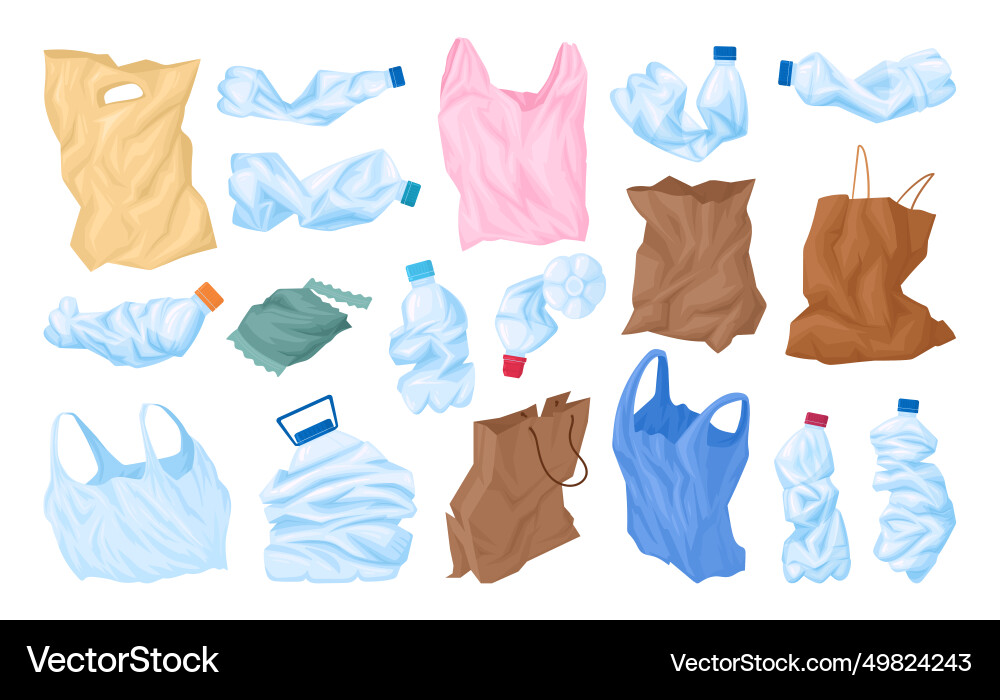 Plastic recycling trash cartoon crushed Royalty Free Vector