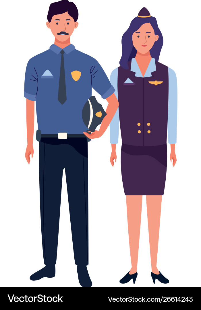 Professionals workers couple smiling cartoons Vector Image