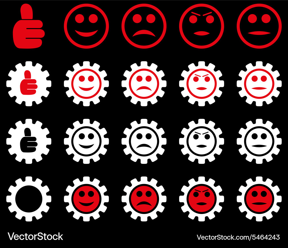 Settings and smile gears icons Royalty Free Vector Image