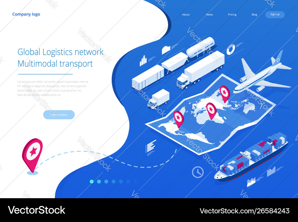 Web template banner global logistics network flat Vector Image