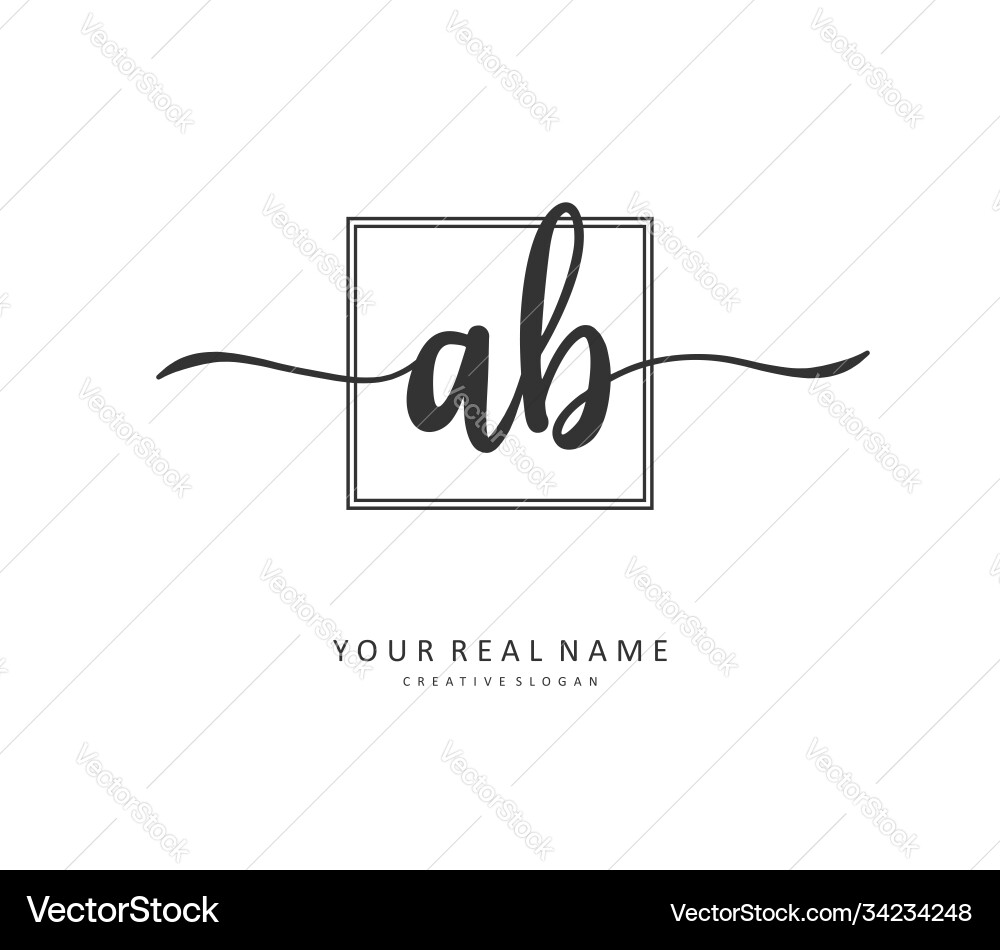 Ab initial letter handwriting and signature logo Vector Image
