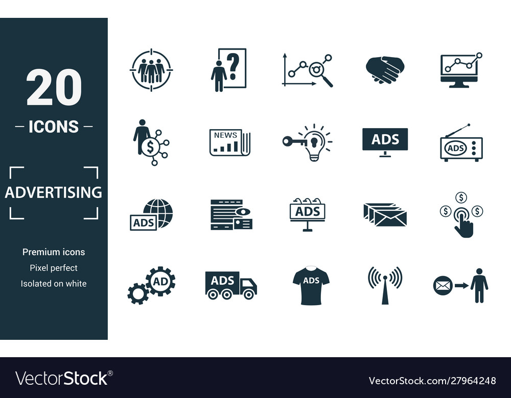 Advertising icon set include creative elements Vector Image