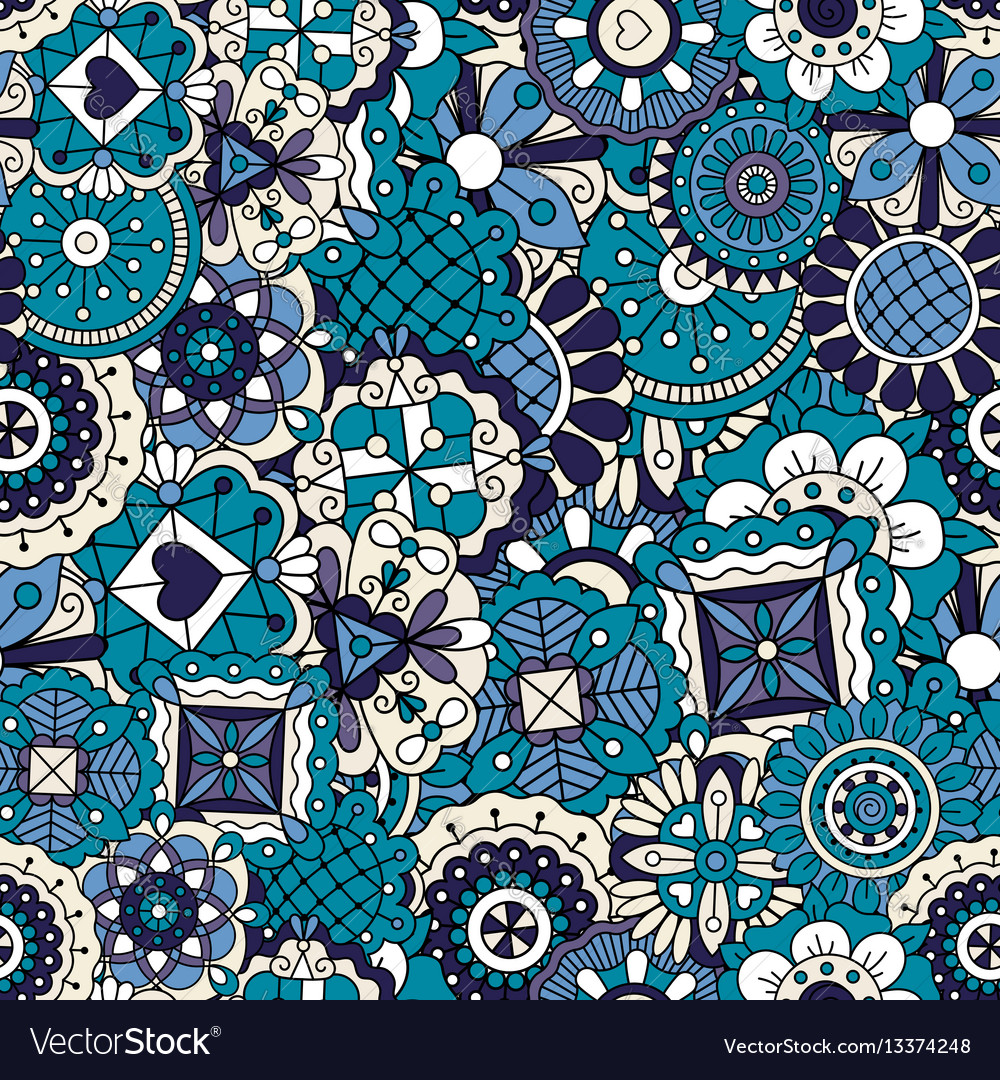Blue doodle pattern Royalty Free Vector Image - VectorStock