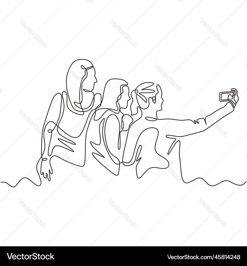 Continuous one line drawing of group people Vector Image