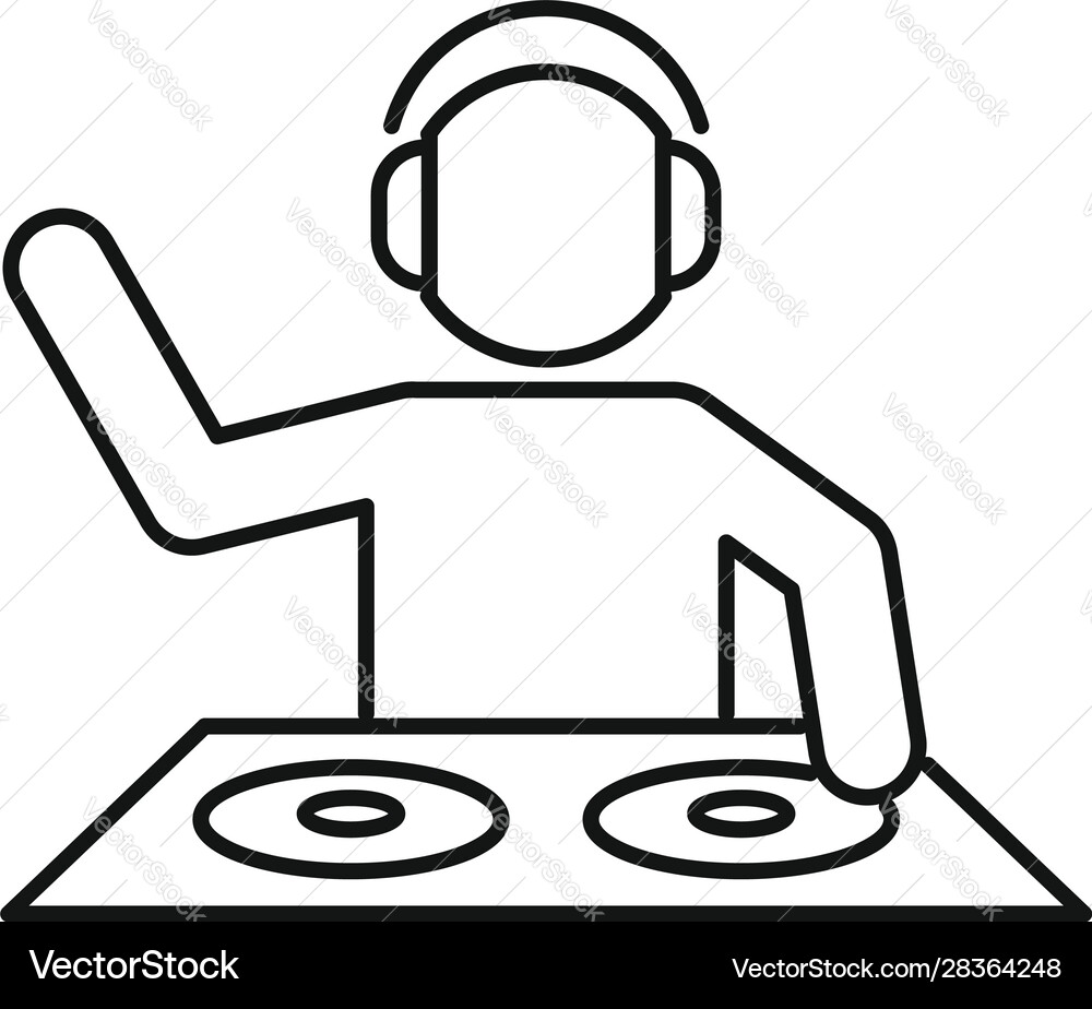 Dj party icon outline style Royalty Free Vector Image
