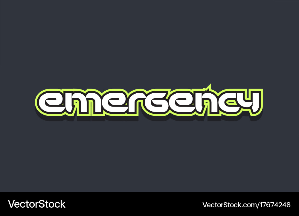 Emergency word text logo design green blue white Vector Image