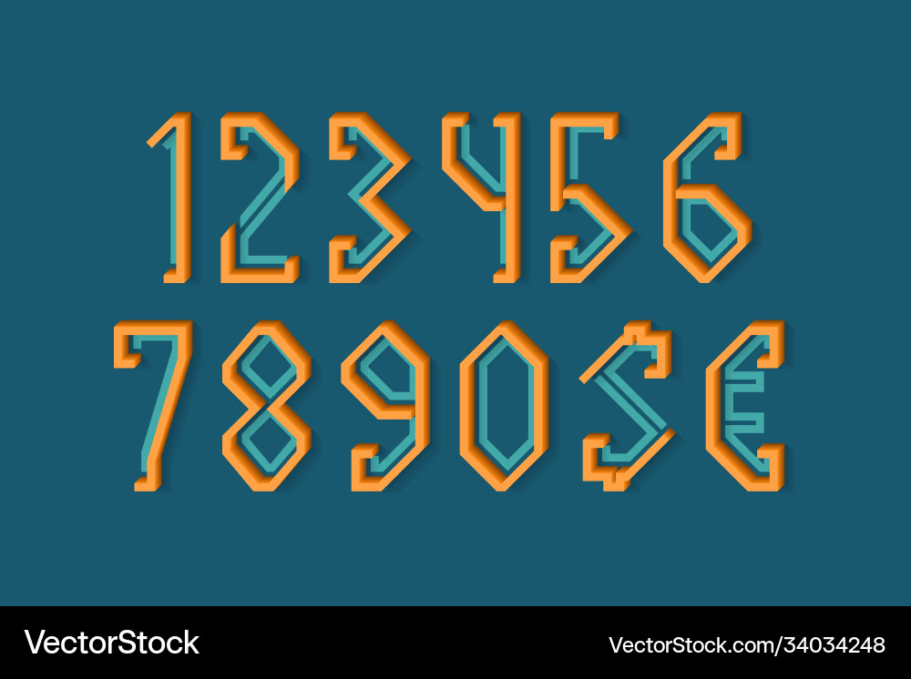 Frame-shaped orange blue numbers and currency Vector Image