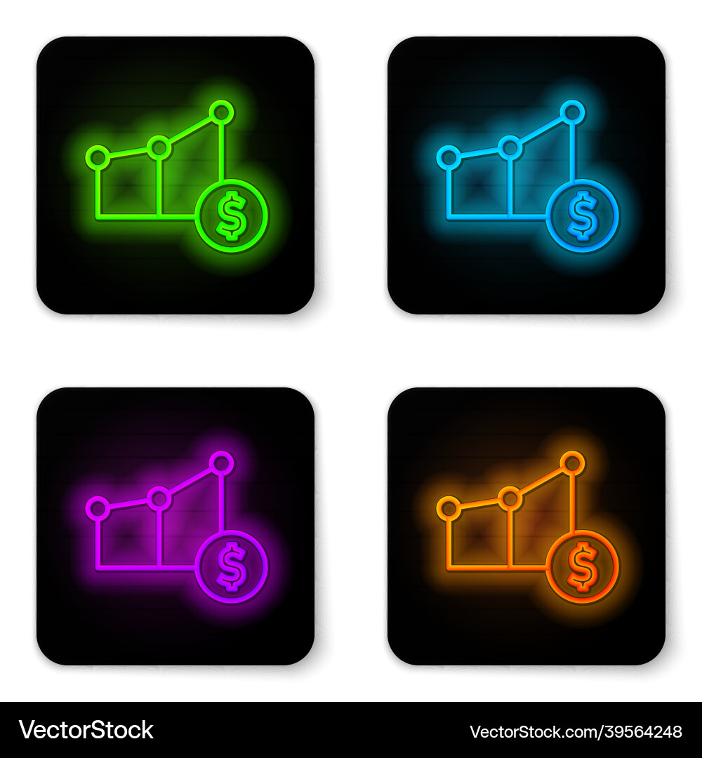 Glowing neon line pie chart infographic and dollar