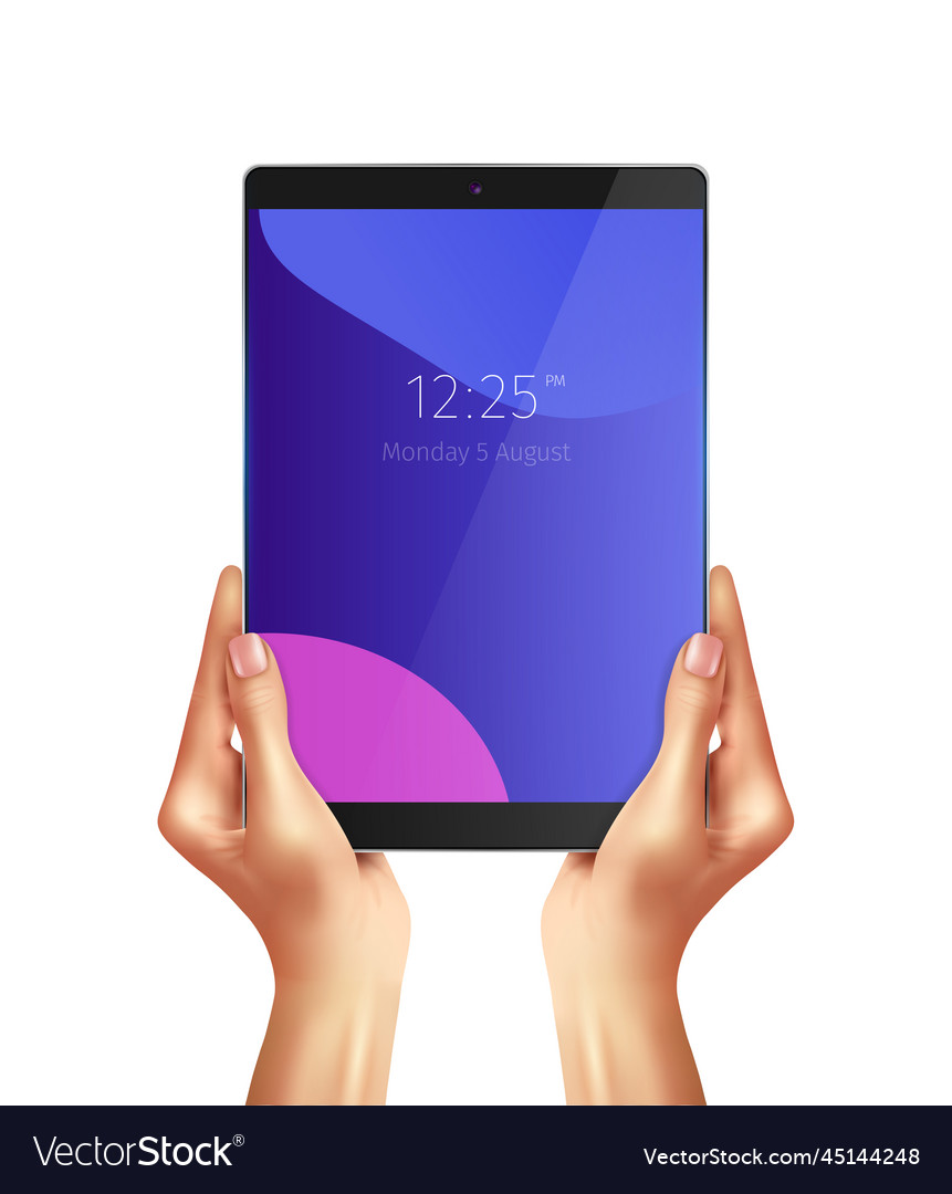 Hands with tablet composition Royalty Free Vector Image