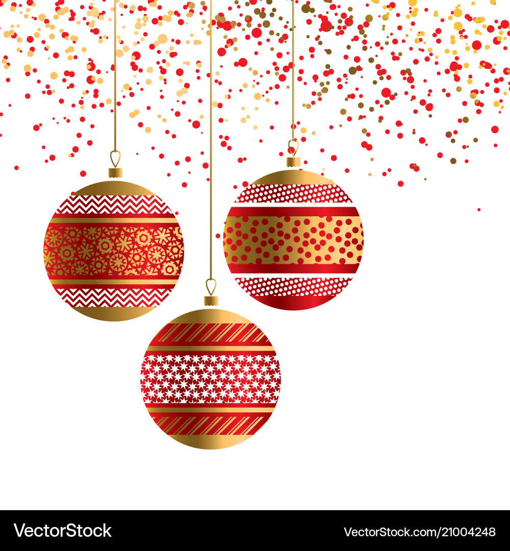 Luxury red xmas bubbles with gold decor Royalty Free Vector
