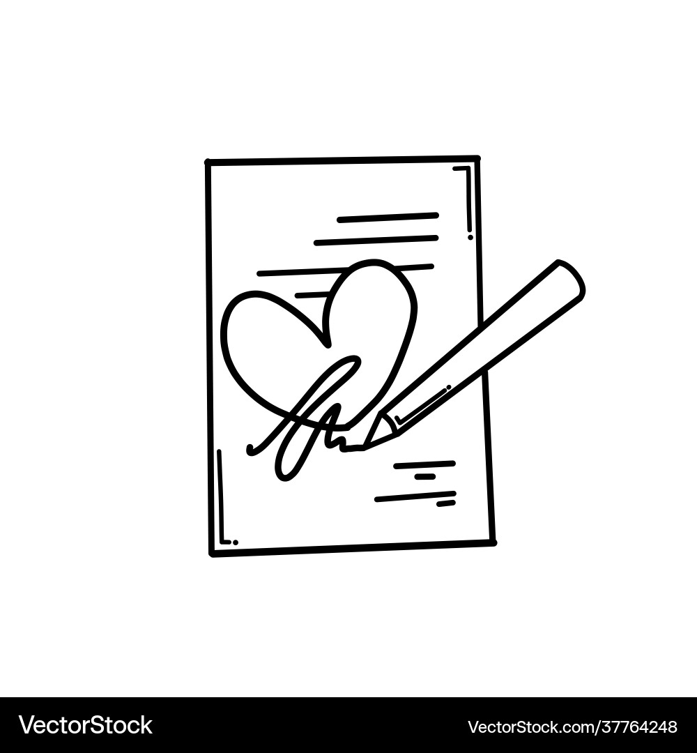 Marriage contract doodle icon drawing sketch hand Vector Image