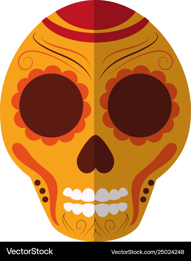 Mexican skull symbol cartoon Royalty Free Vector Image