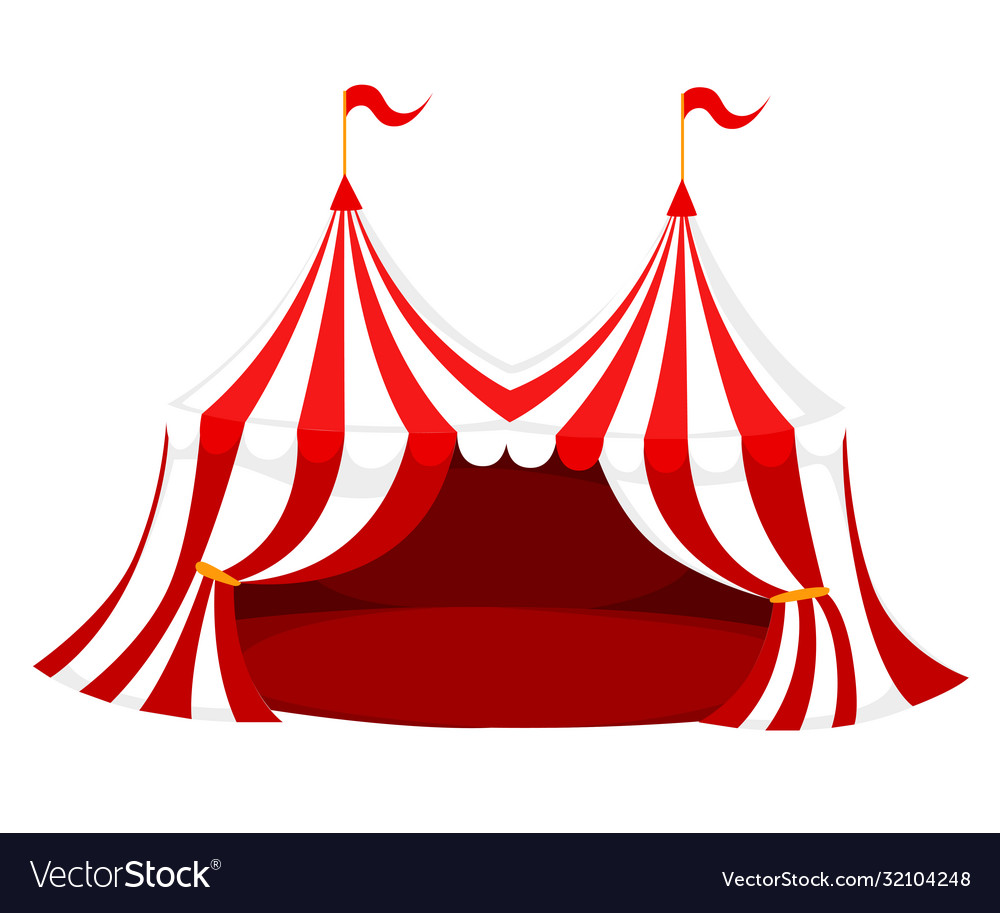 Red and white circus or carnival tent with flags Vector Image